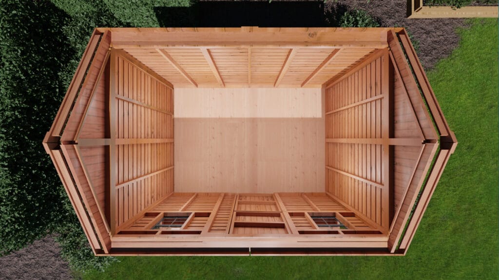 12×8 Western Red Cedar Cabana Shed – Double Sliding Door