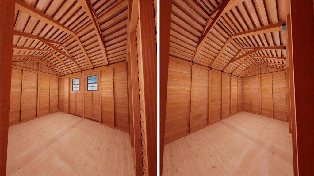 12×8 Western Red Cedar Cabana Shed – Double Sliding Door