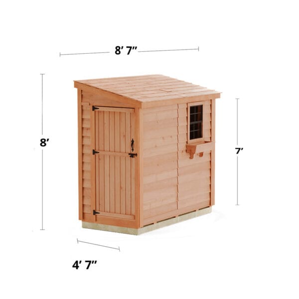 8×4 Cedar Shed – Side Door SpaceSaver Lean-To Storage Kit